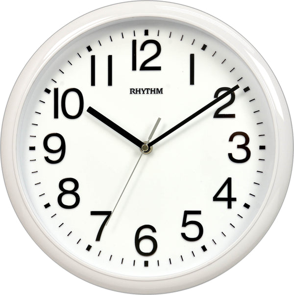 “Rhythm Round Wall Clock 30cm - White - Silent Silky Movement ...