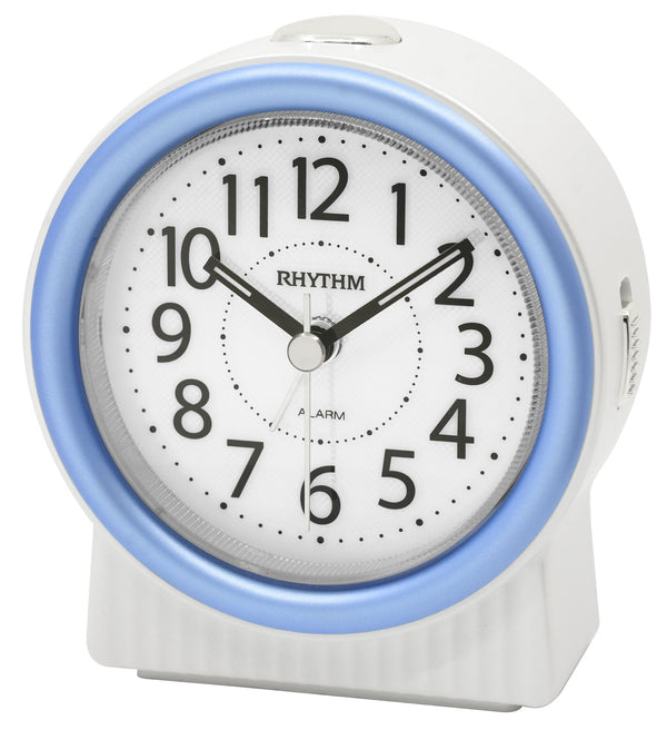 Rhythm Alarm Clock Super Silent - White and Blue - Precision Watch Company