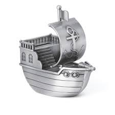 Pewter Pirate Ship Money Box - Precision Watch Company